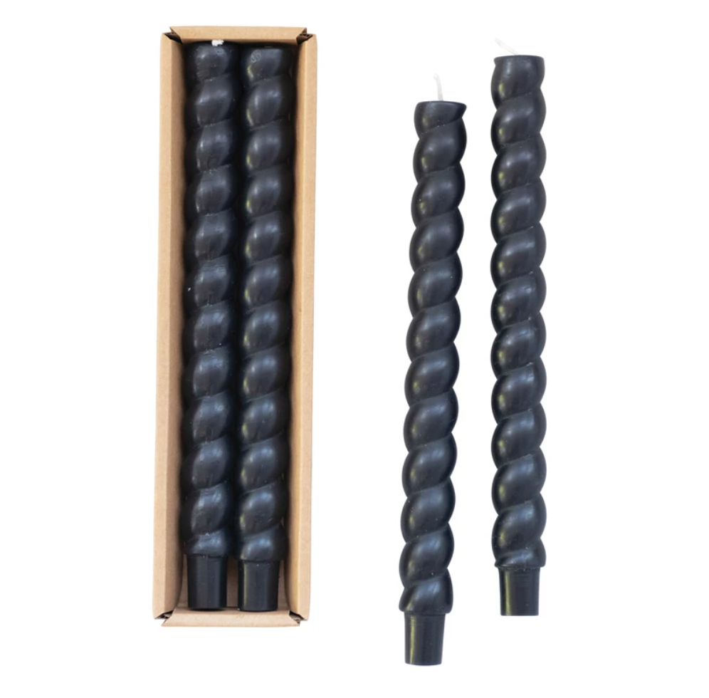 Twisted Taper Candles- Obsidian – hyggelyhomeco